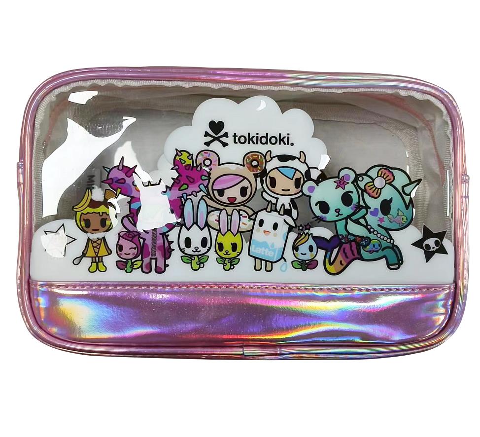 Trousse cosmétique transparente et rose TOKIDOKI – Miniso Reunion
